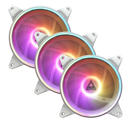 Montech Z3 ARGB Fan 3 in 1 White 120mm Chassis Fan, Triple Fan Pack ...