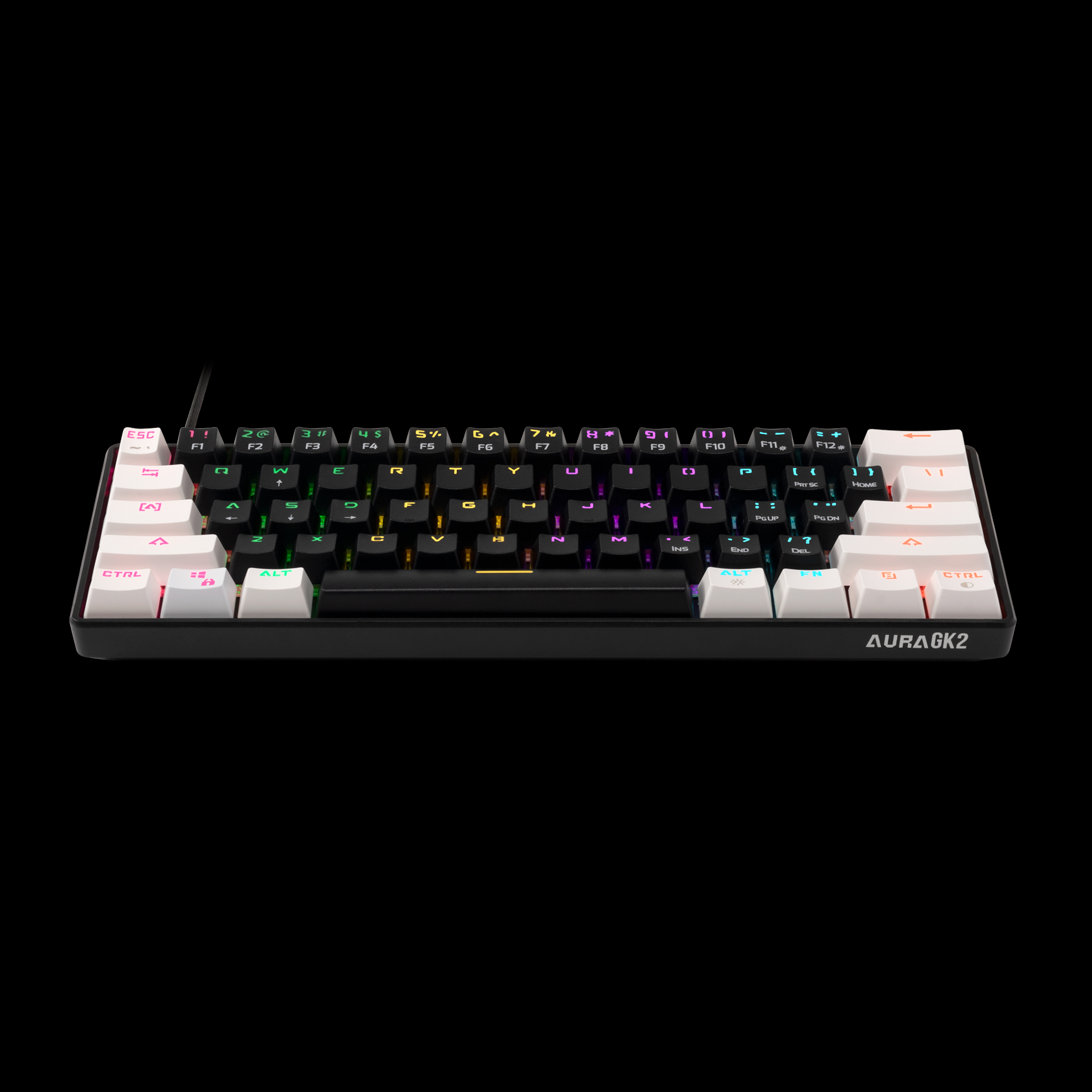Gamdias AURA GK2 Black and White Wired USB 60% Multicolor 61Key ...