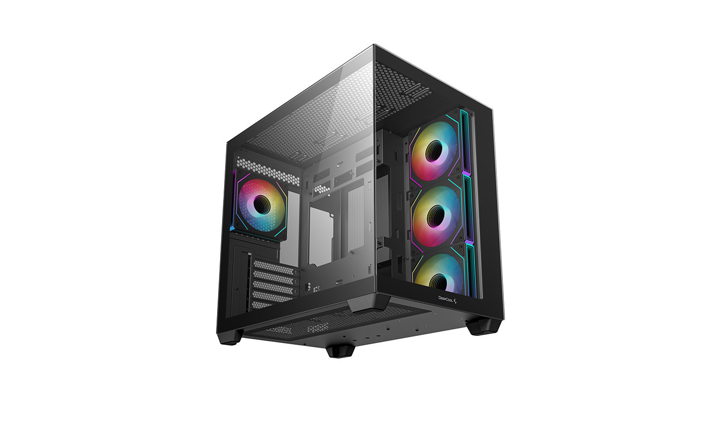 Deepcool CG530 4F ATX Mid Tower Tempered Glass Side Panel Black PC Case ...