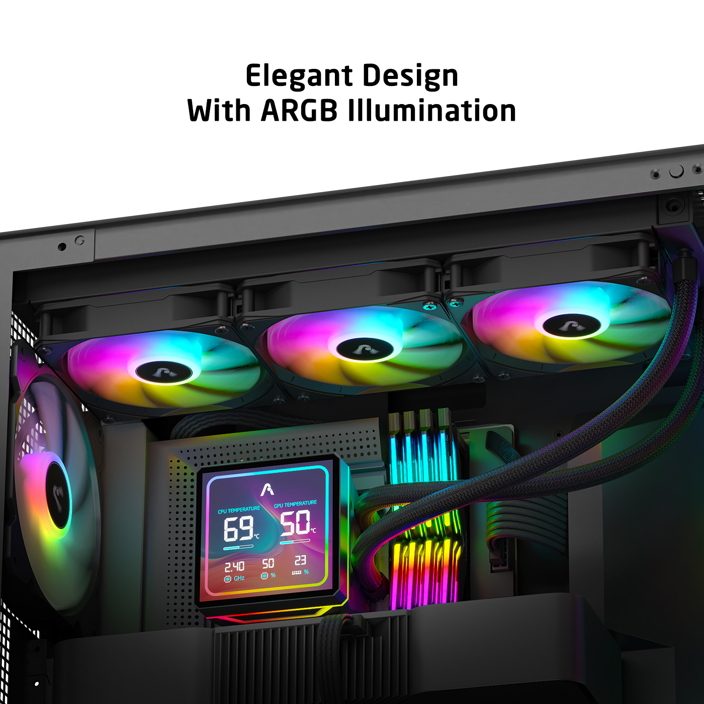 ProLab Design AI360 LCD 360mm ARGB Black AIO Liquid Cooler ( AI360LCD ...