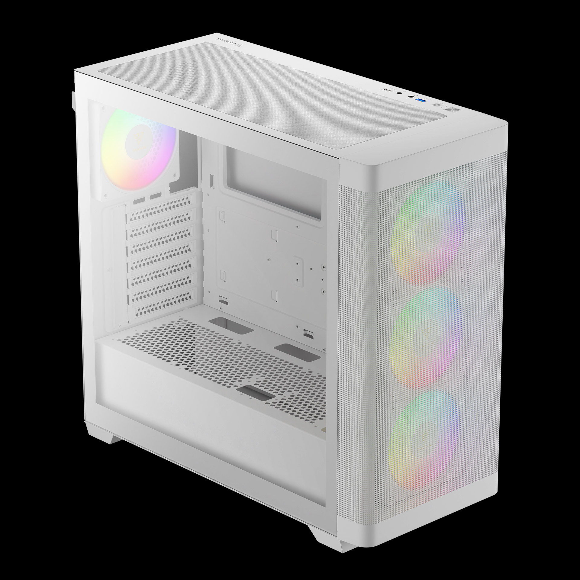 Gamdias ATHENA M3 WH E-ATX MID Tower Tempered Glass Side Panel White Pc ...