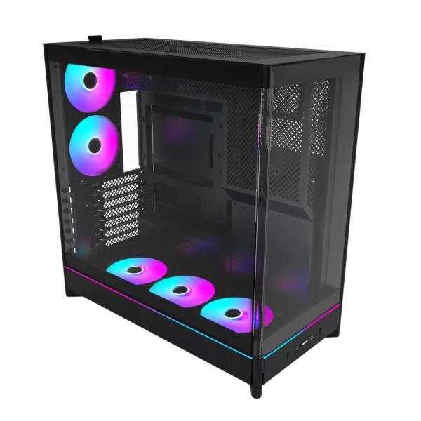 Montech HS02 PRO Black ATX Mid Tower Crystal-Clear Glass Side Panels PC ...
