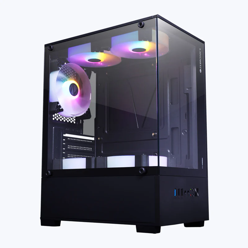 Zebronics Zeb Iceberg Black mATX Mid tower Tempered Glass Side Panel ...
