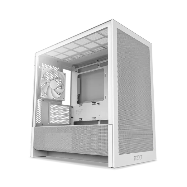 NZXT H3 Flow White M-ATX Mini Tower Clear Tempered Glass PC Case With ...